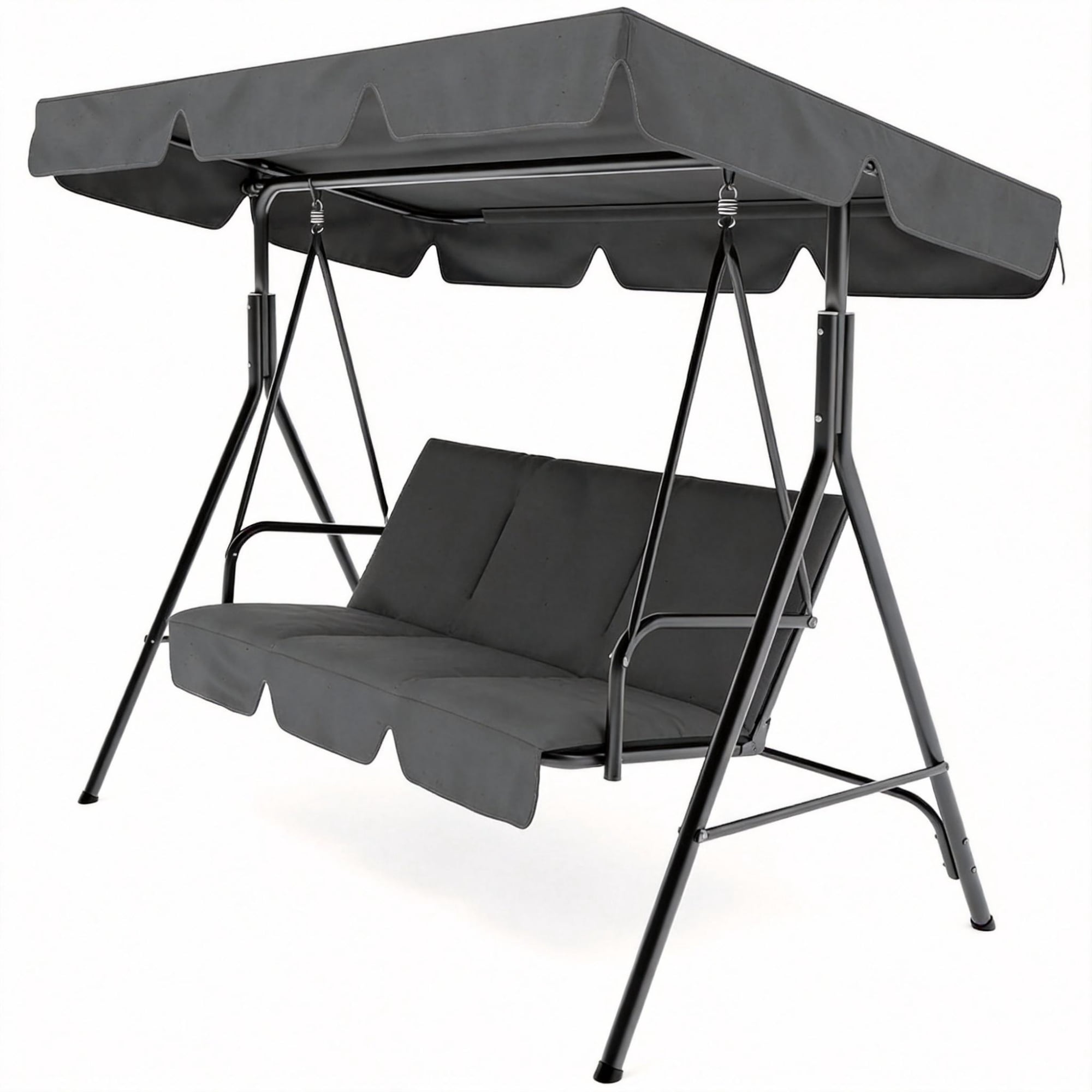 Garvee Outdoor Porch Swing  With Adjustable Canopy And 3 Seaters  68.5 X 44.1 X 60.5  Gray