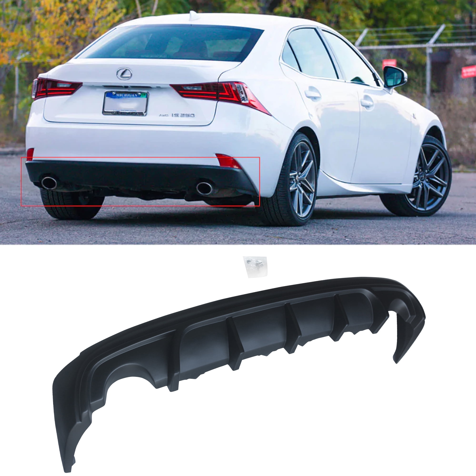 NINTE Rear Diffuser for 2014-2016 Lexus IS250 IS350 IS200t Matte Black ...