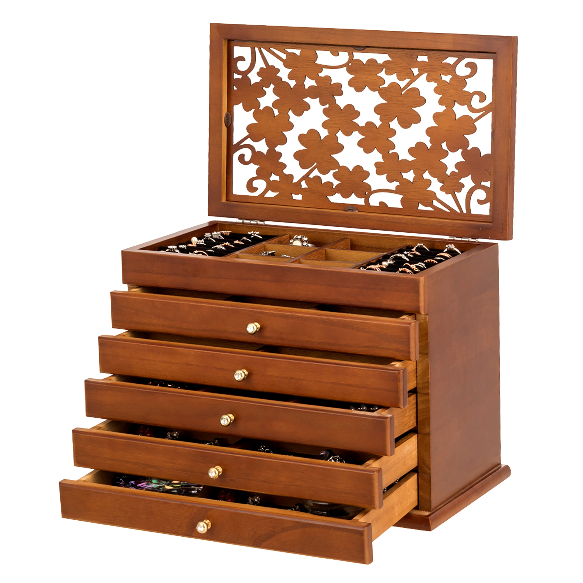 Costway Costway Large Wooden Jewelry Box Cabinet ArmoireCase W 5 Costway Costway Large Wooden Jewelry Box Cabinet ArmoireCase W 5