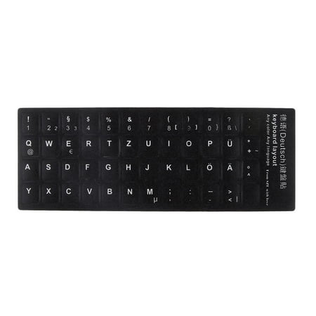 German Keyboard Sticker with White Letters - Suitable for Any Keyboard ...