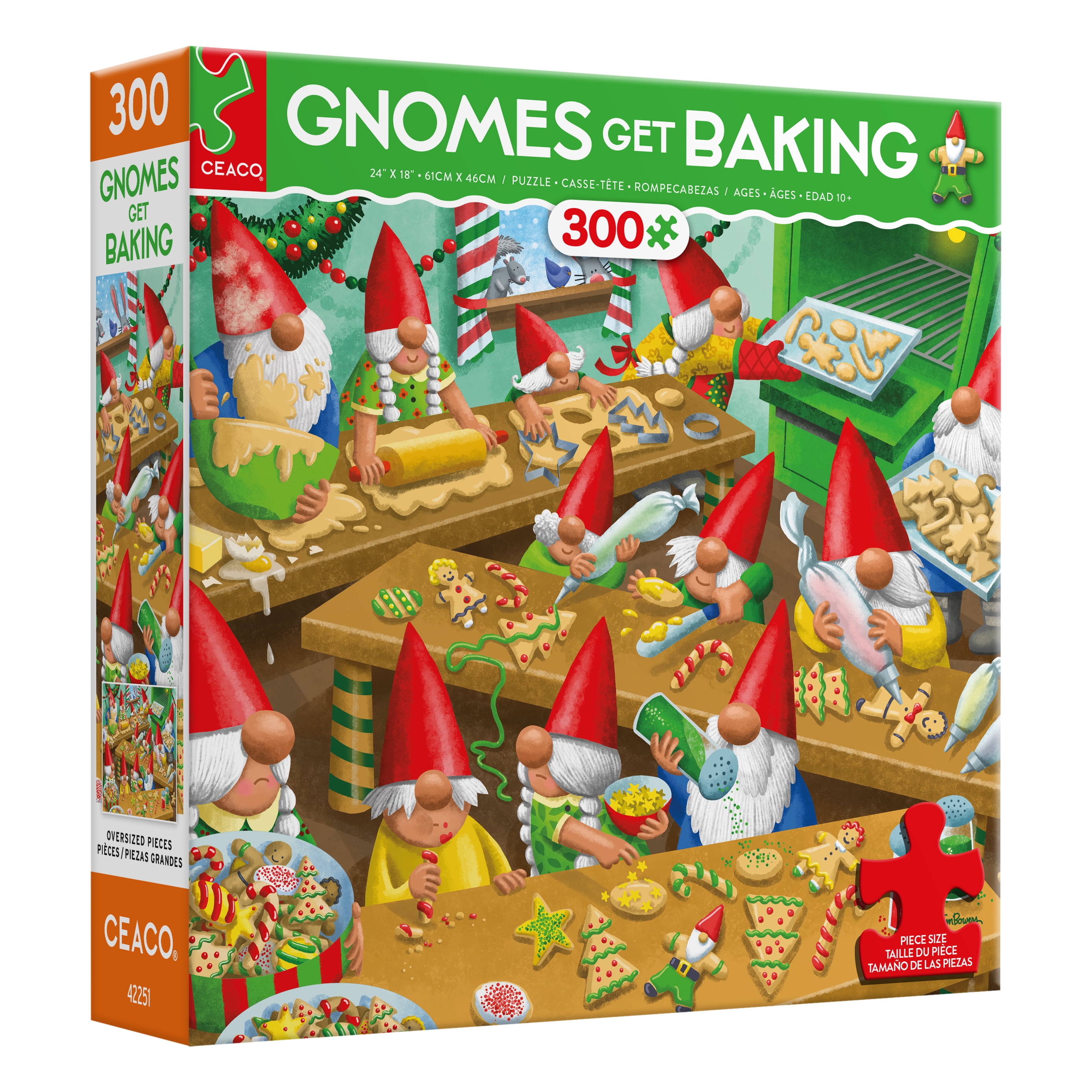 Ceaco 300-Piece Holiday Gnomes Get Baking Interlocking Jigsaw Puzzle ...