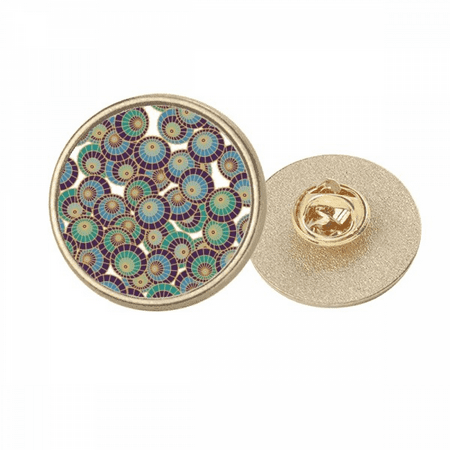Blue Art Umbrella Ukiyo-e Japan Round Metal Golden Pin Brooch Clip ...