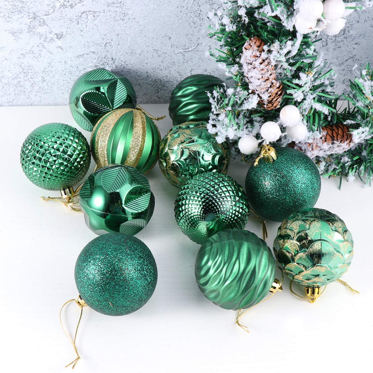 Jorlo 12 Pcs Christmas Ball Ornaments, Shatterproof Christmas ...