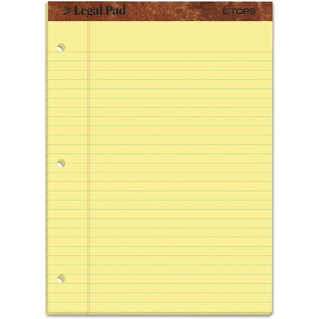 TOPS The Legal Pad Legal Pad, 8-1/2 x 11-3/4 Inches, Perforated, Canary ...