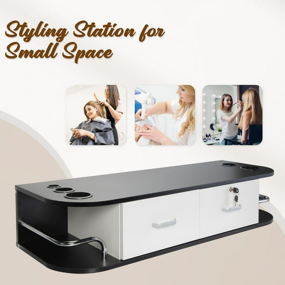 BarberPub Barber Wall Mount Station with Drawers, Beauty Multi ...