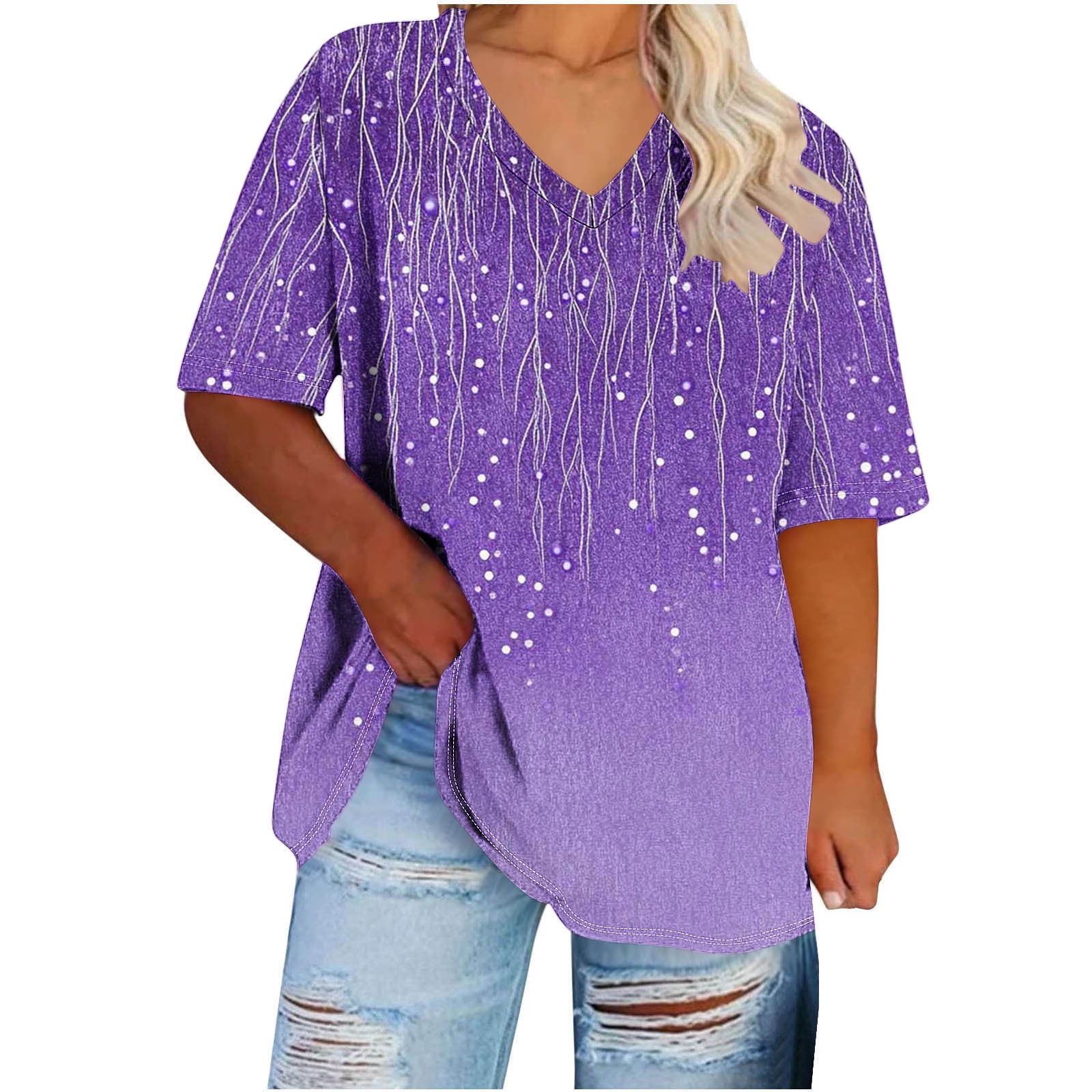 Click here for Jacenvly Womens Tops Clearance Womens Plus-Size V-... prices