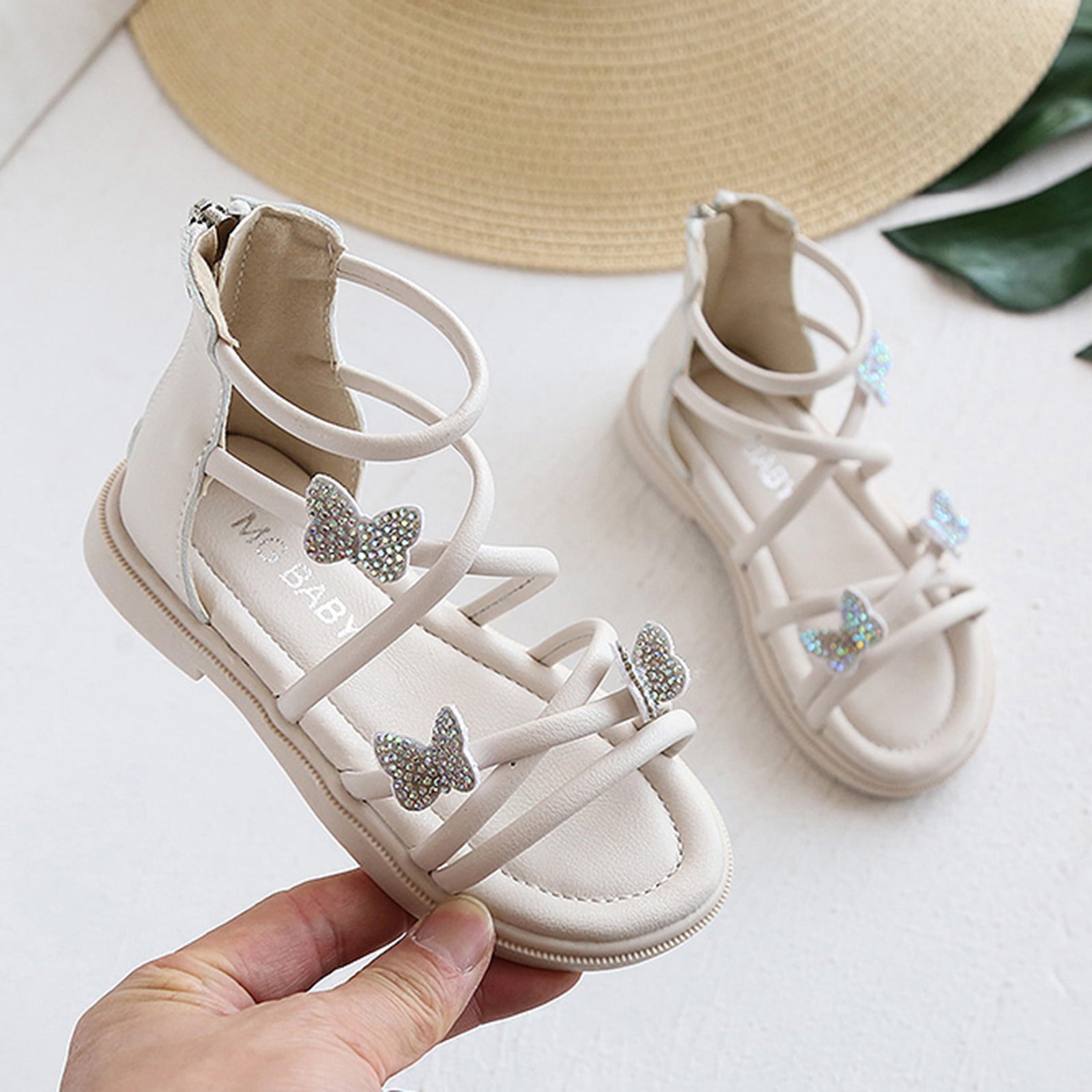 Dyfzdhu Girls Sandals Kids Girls Butterfly Princess Beach Shoes Soft-Soled Non-Slip Sandals ...