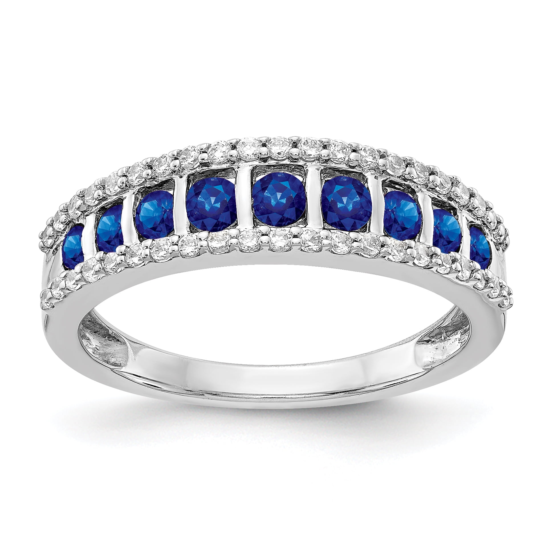 Primal Gold 14 Karat White Gold Diamond and Sapphire Fancy Ring ...
