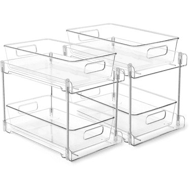 Two Tier Stackable Kitchen Storage Rack Organizer Brown, Two Pieces ...