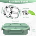 3 Pack Stainless Steel Lunch Boxes Includes 3 Lidded Condiment Cups, 3 ...