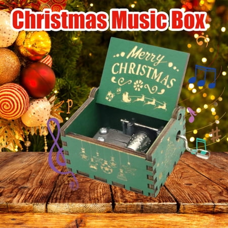 pitrice Christmas Wood Music Box Wooden Vintage Engraved Musical Boxes ...