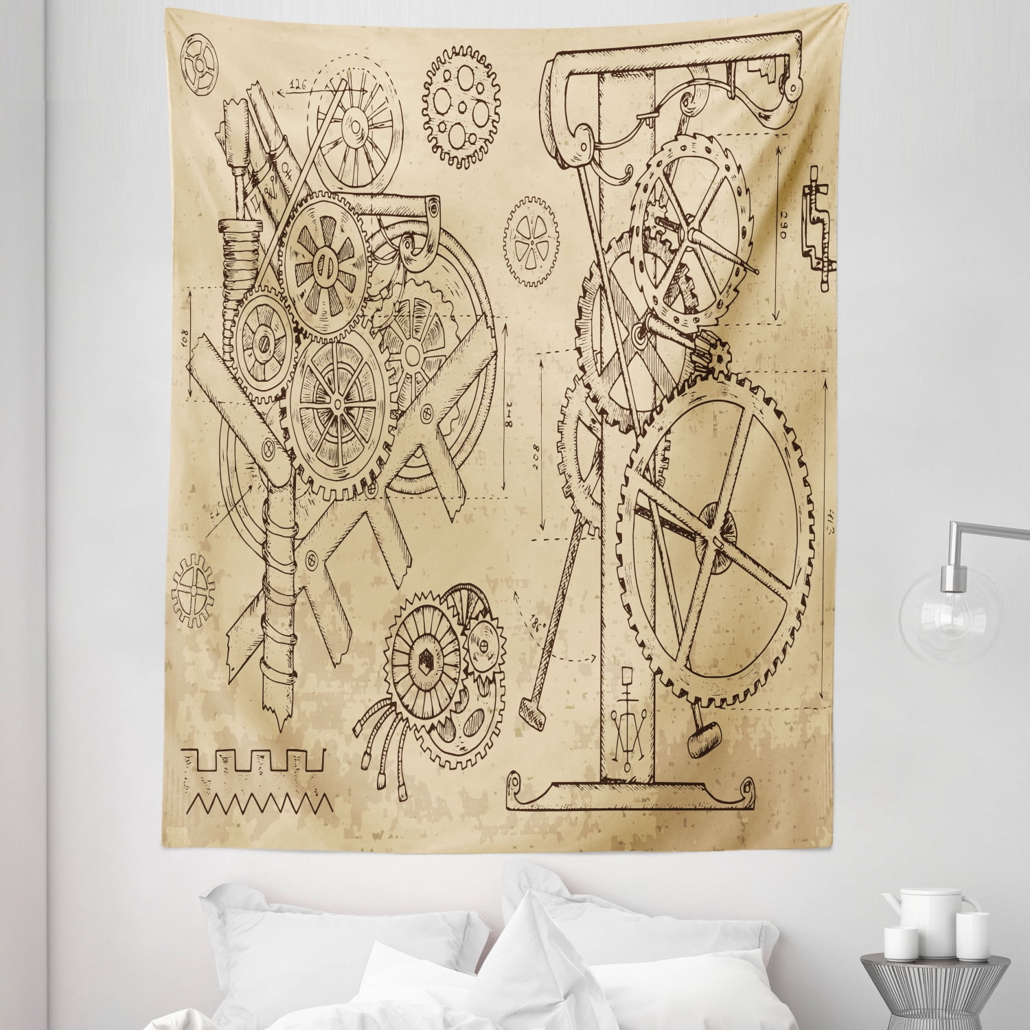 Steampunk Tapestry, Retro Hand-Drawn Infographic of Mechanisms and ...