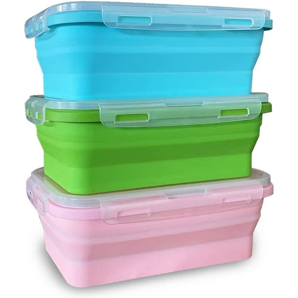 3 packs 800ml Collapsible Silicone Containers Collapsible Stand ...