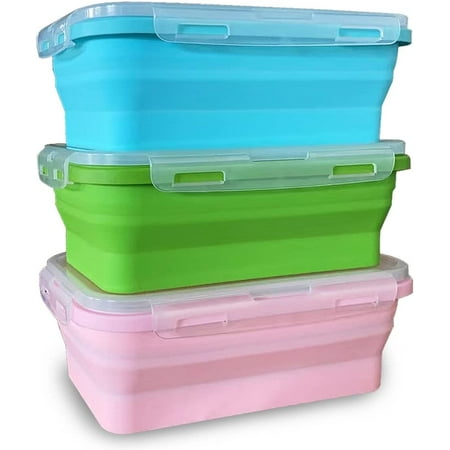 3 packs 800ml Collapsible Silicone Containers Collapsible Stand ...