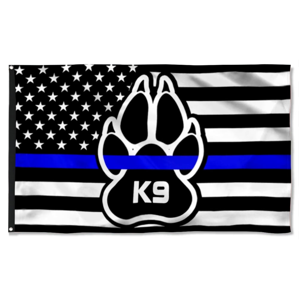 Cayyon K9 Paw Thin Blue Line Grommet Flag Police Officer Law ...