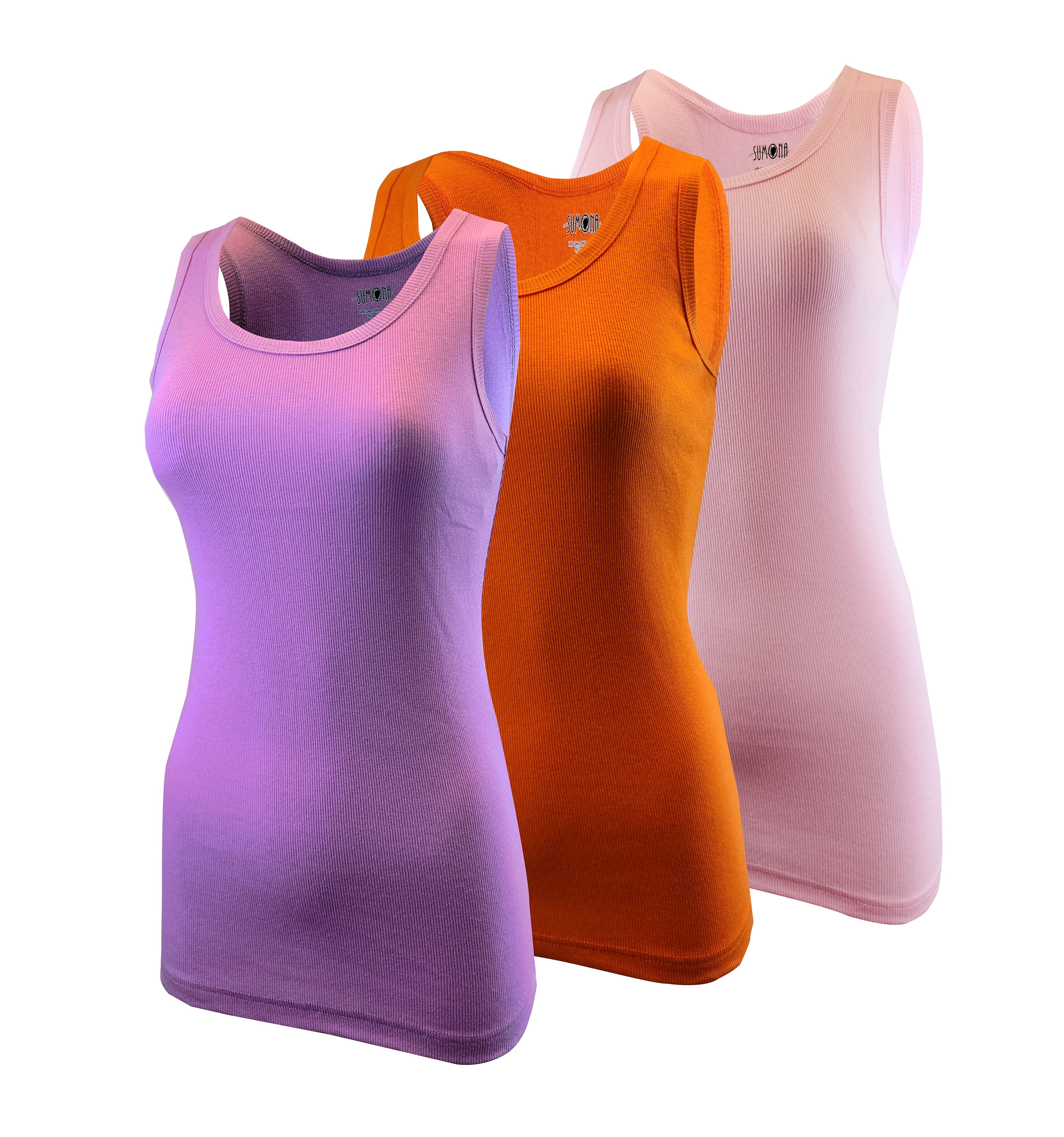 SUMONA Women Tank Tops Ribbed Rib A-Shirts Basic Sleeveless Tanks Top ...