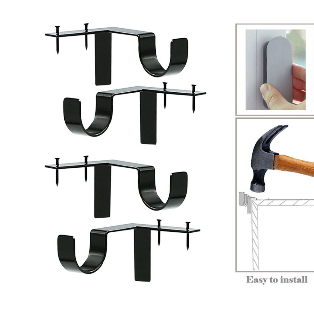 2 Pairs Curtain Rod Brackets Heavy Duty Drapery Rod Holders Hardware ...