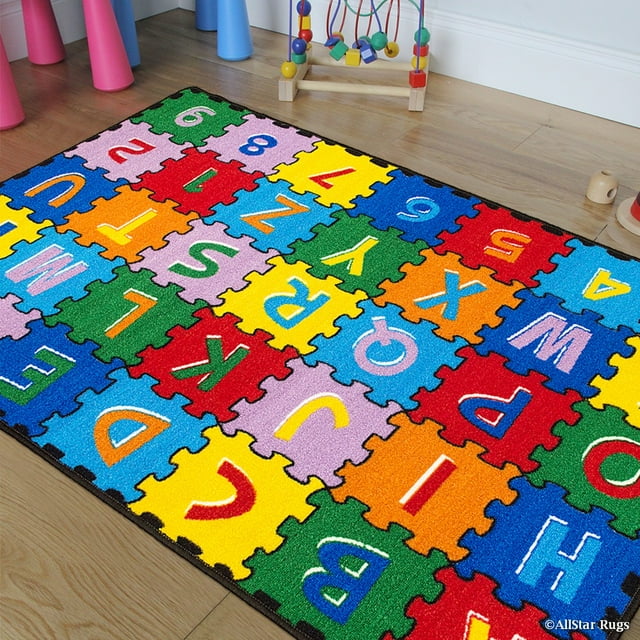 Allstar Rugs Kids Room Area Rug. Alphabet Puzzle. Bright Colorful ...