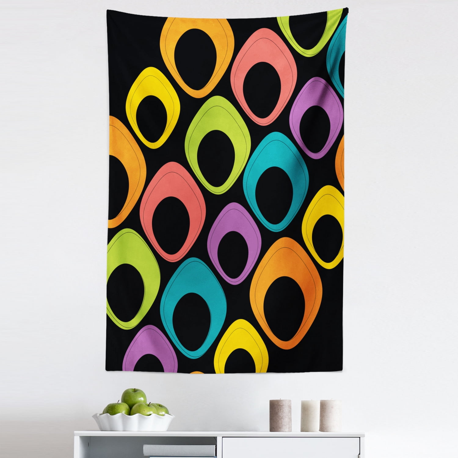Psychedelic Tapestry, Square Like Shapes Pattern with Oval Motifs ...