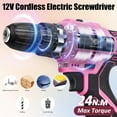 Pink Tool Set - 12V Cordless Drill Kit, 151 Piece Home Tools Set With ...