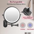 PETGLE 5000mAh Rechargeable Wall Mounted Lighted Makeup Vanity Mirror ...