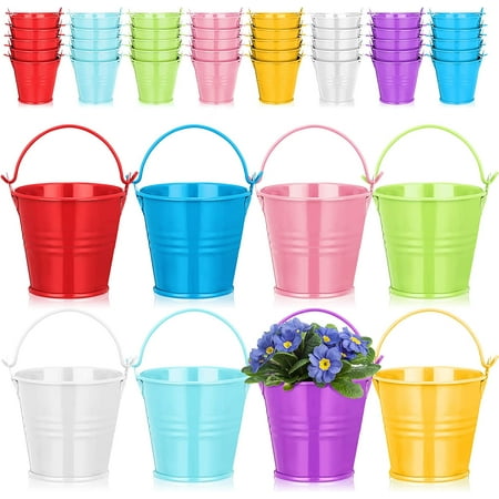 40 Pack Mini Metal Buckets with Handle Galvanized Bucket Small Tin ...