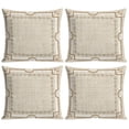Beige Farmhouse Pillow Covers Set of 4, Linen Texture Geometric Lines ...