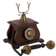 Vintage Style Rotary Dial Corded Phone, Wooden Base with Brass Accents ...