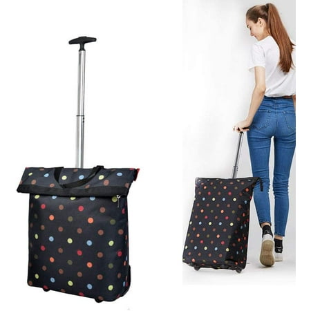 Fashion Shopping Cart - Collapsible Rolling Utility Cart Basket Grocery ...