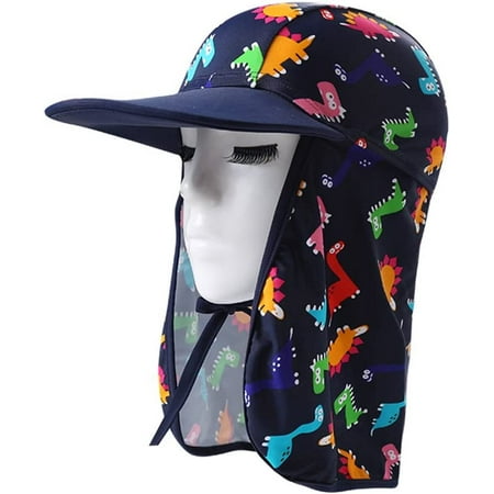 Kid Flap Hat with Rope Cartoon UPF 50 Sun Protection Neck Cover Cap ...