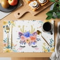 Blue Red Flower Cotton Linen Placemats Set of 6, Antlers Yellow Flowers ...