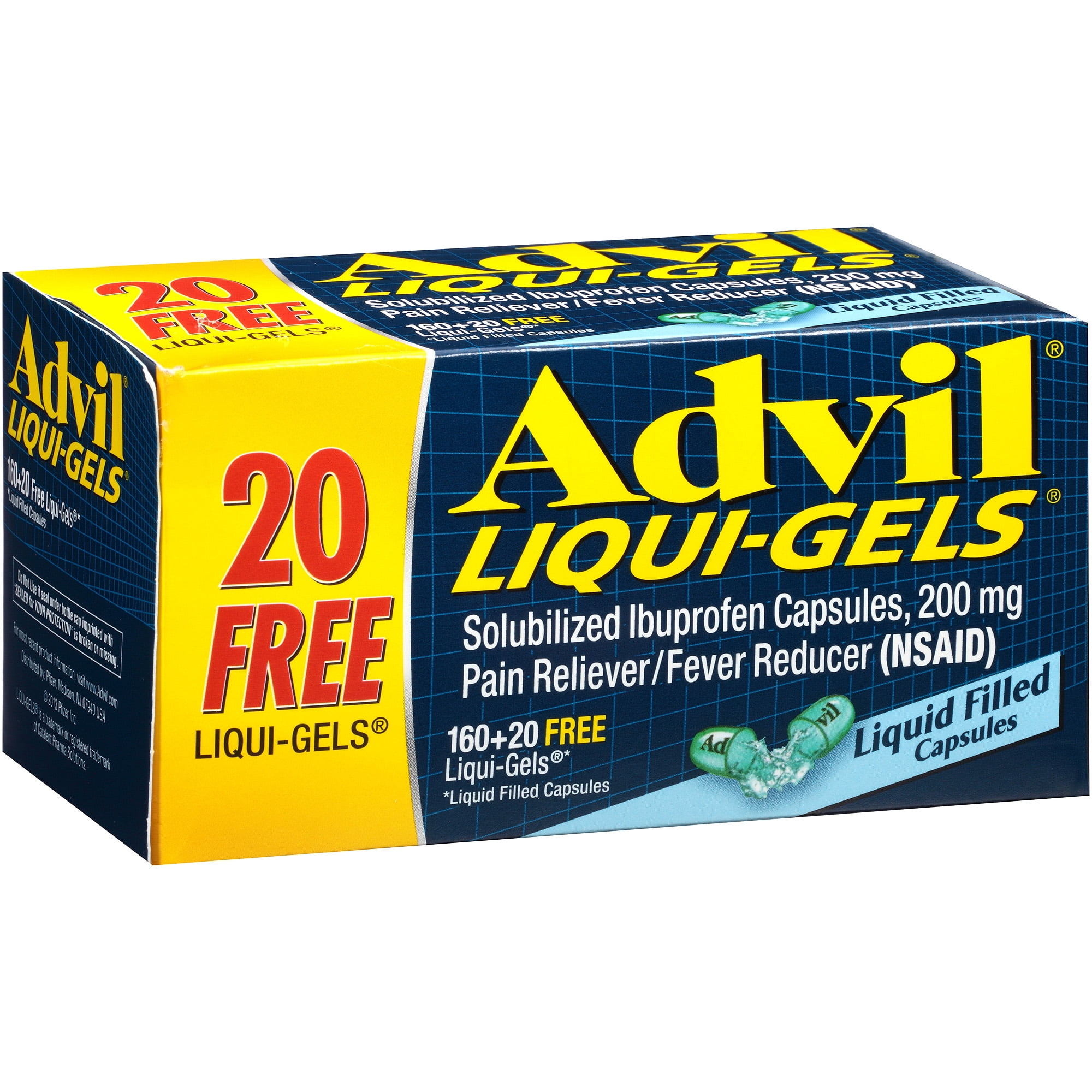 Advil Liqui Gels Solubilized Ibuprofen Capsules 180 Count