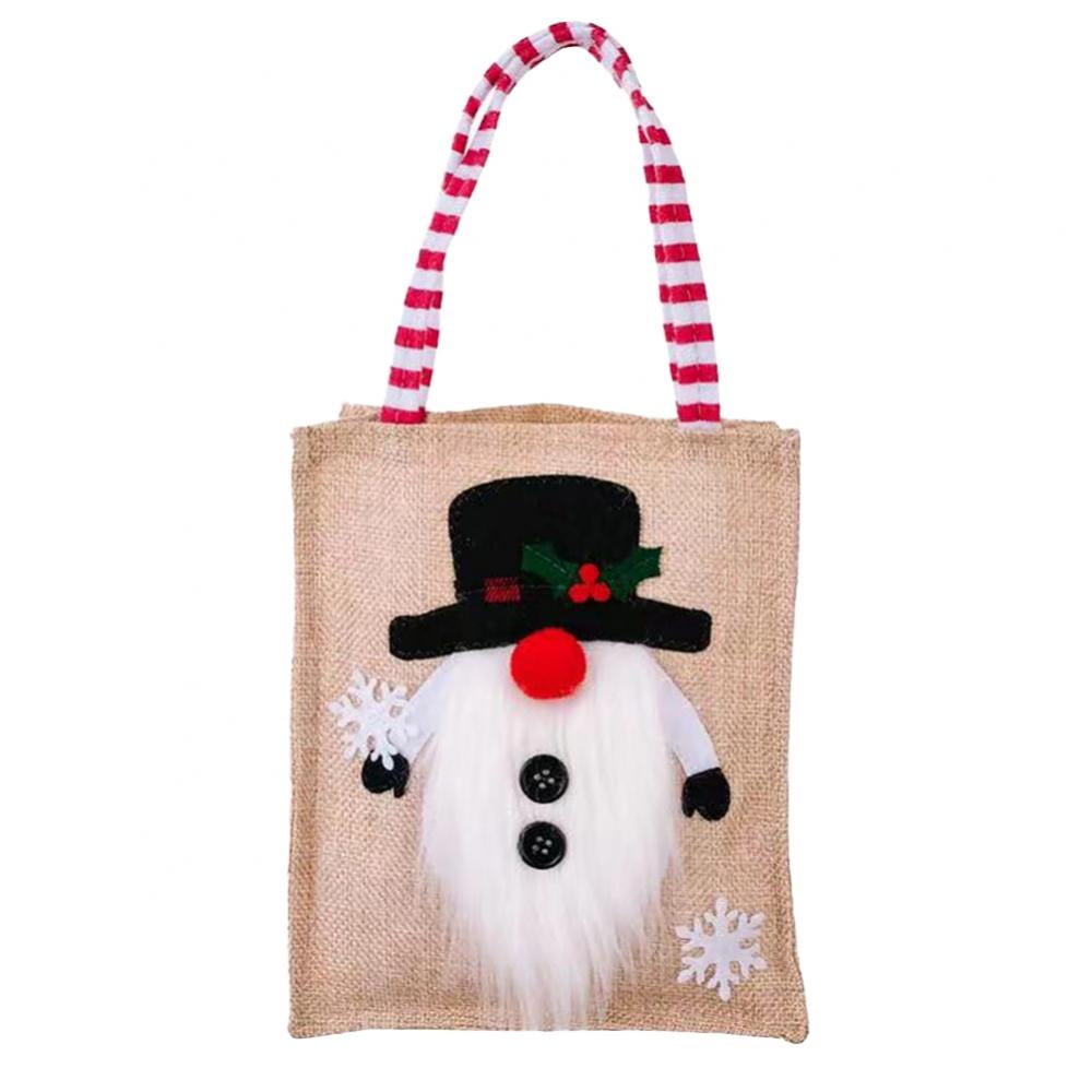 HOT DEALS 1 Pack Large Christmas Linen Gift Bag Reusable Tote Bags with ...