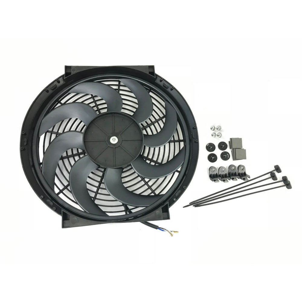 14" Racing Radiator Cooling Fan High Efficiency Slim Pull/Push+Mounting ...