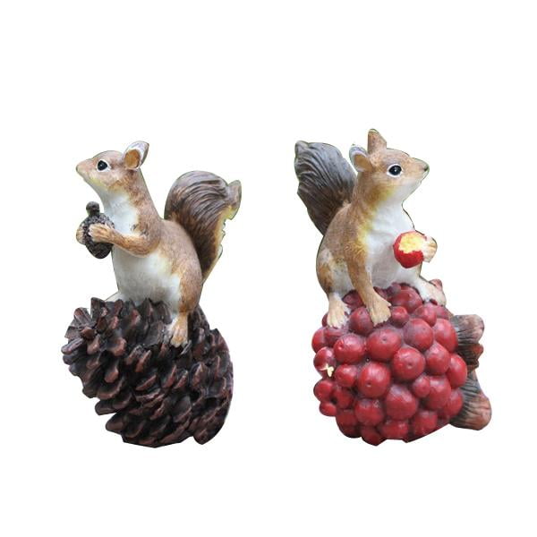 2 Pieces Artificial Squirrel Garden Statue Lawn Ornaments - Cute Resin ...