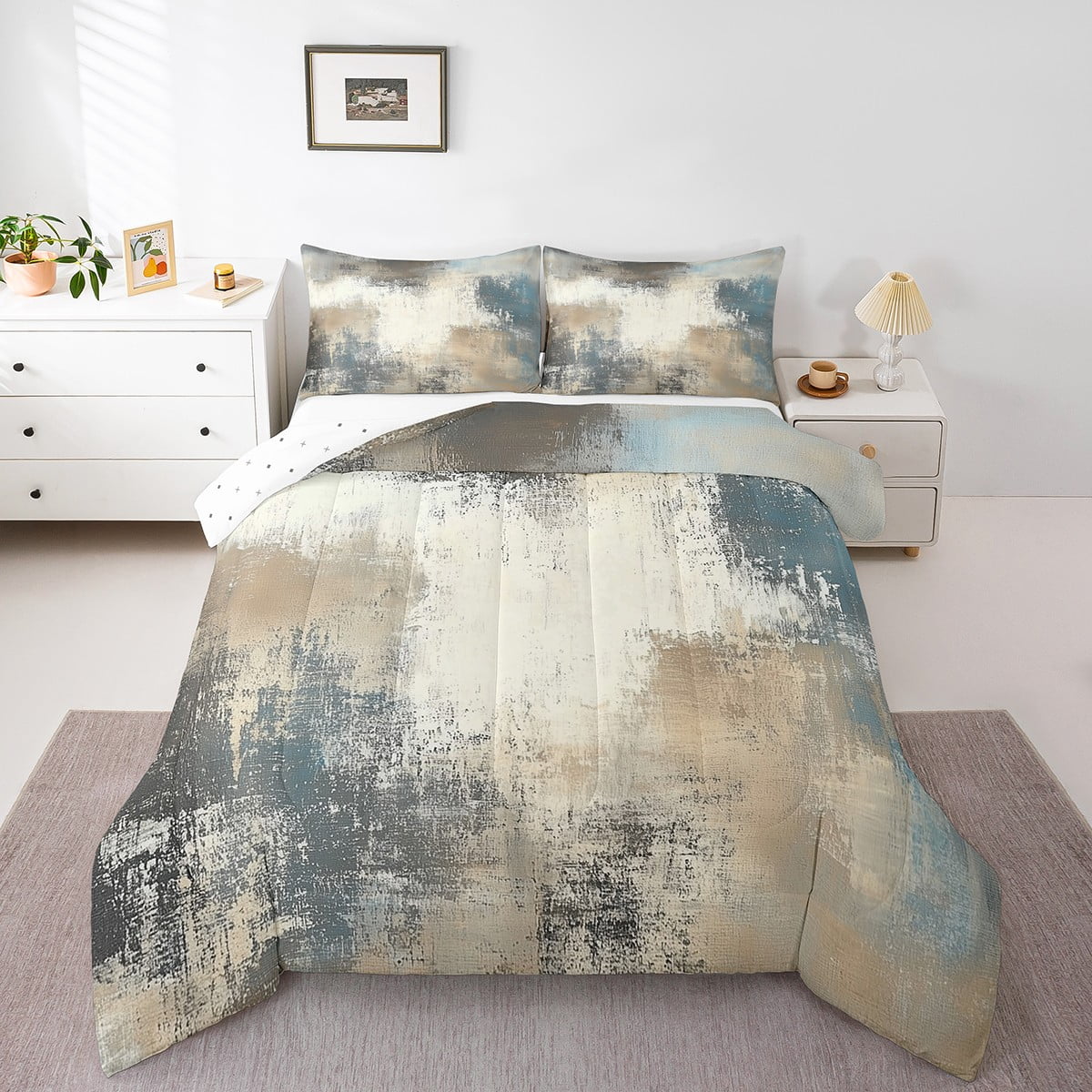 Erosebridal Gray Brown Ombre Comforter Sets Queen Size, Abstract ...