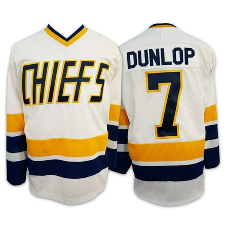 Reggie Dunlop Charlestown Chiefs Ice Hockey Jersey 7 for Men White ...