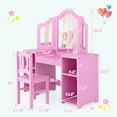 INFANS 2 in 1 Princess Makeup Desk & Chair Set, Tri-Fold Mirror, Large ...