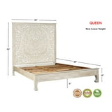 Taran Designs Gianna Floral Carved Solid Wood Queen Bed in White ...