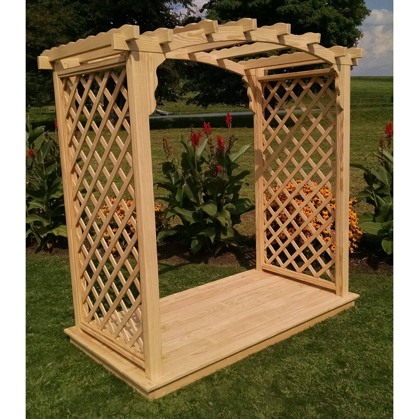 A & L Furniture Jamesport 7.5 ft. High Cedar Arbor with Deck - Walmart.com