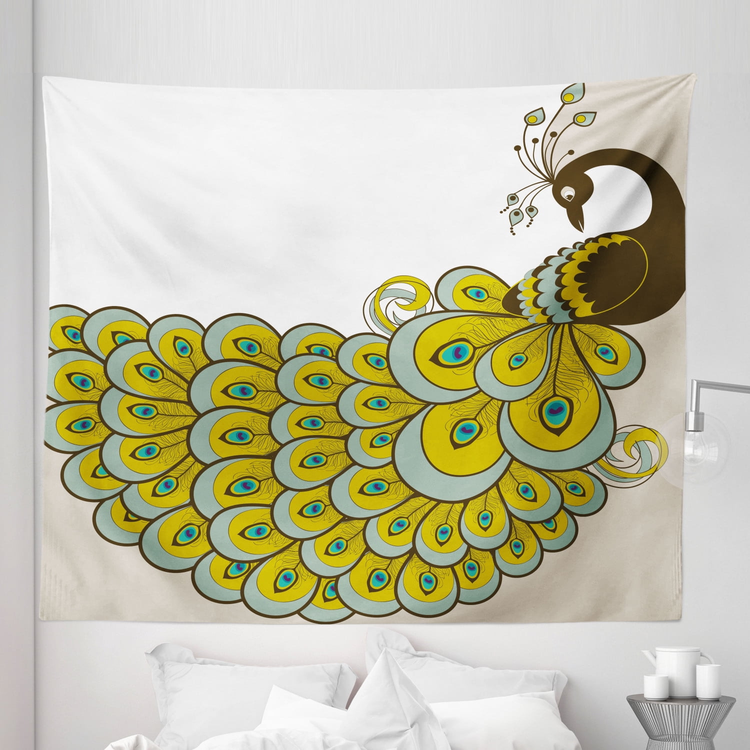 Animal Tapestry, Peacock with a Colorful Tail Design Bird of ...