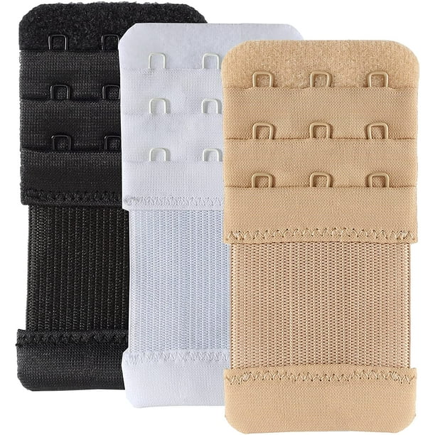Bra Extender 3 Hook Elastic Stretchy Bra Band Extension 3pcs-Pack ...