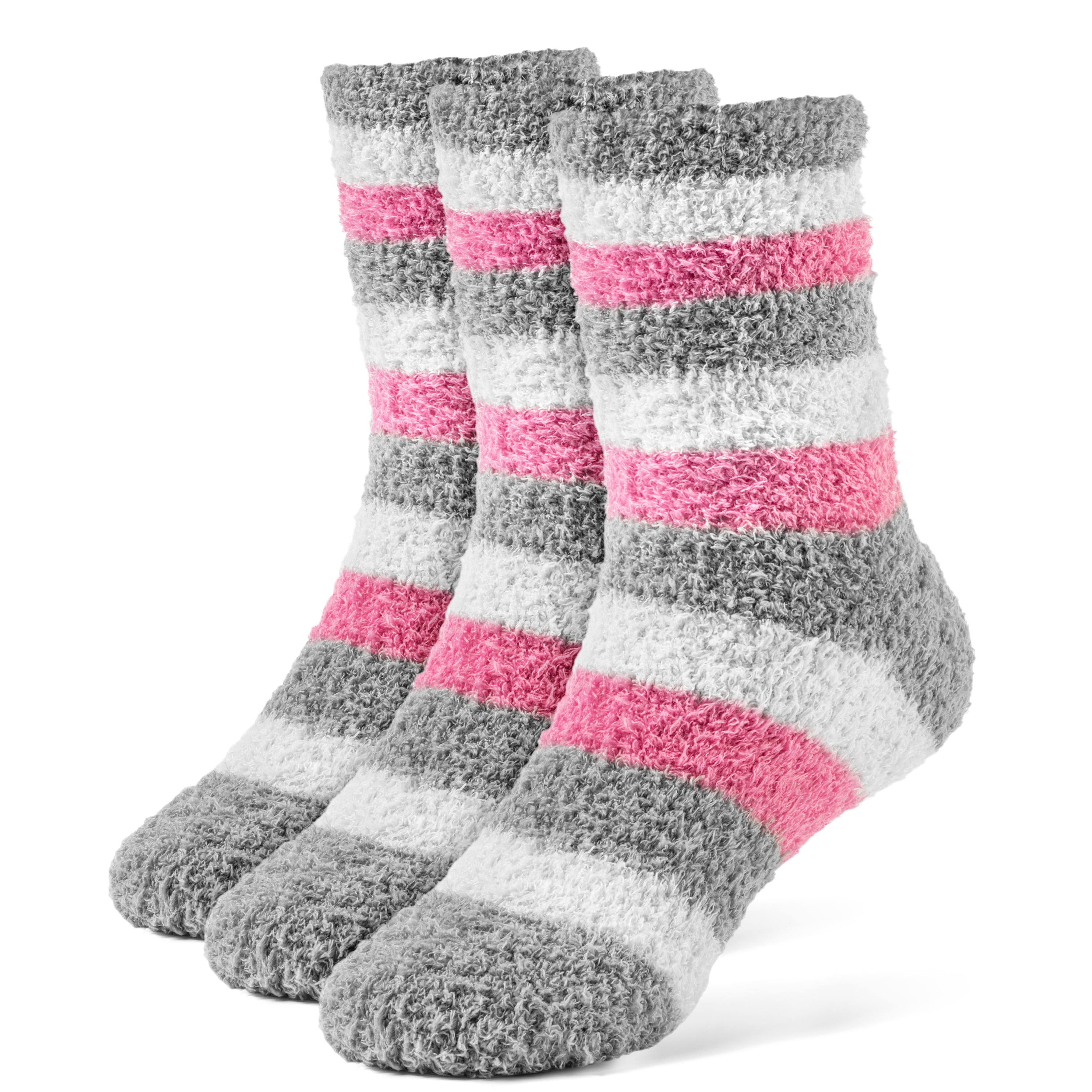 Galiva Girls' Striped Fuzzy Crew Cozy Socks - 3 Pairs - Walmart.com