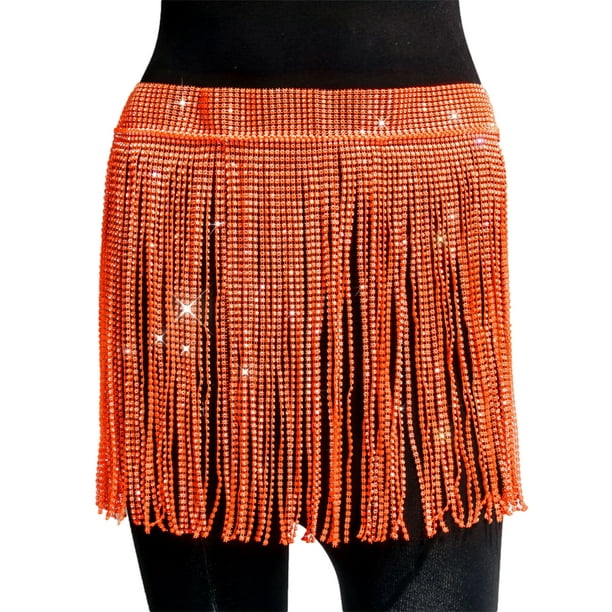 2021 Glitter Rhinestone Tassel Skirts Women Sexy Crystal Body Chains