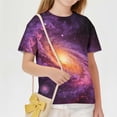 Galaxy Print T-Shirt for Girls Kids Space Short Sleeve Tee with Stars ...