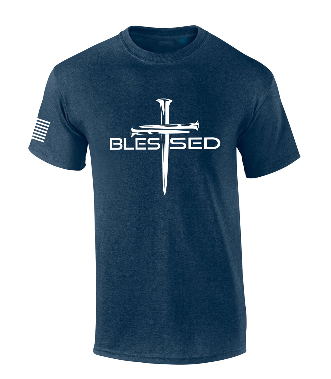 Mens Christian Shirt Nail Cross Blessed Short Sleeve T-shirt Graphic ...
