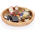 Small Woven Wicker Basket - Round Entryway Organizer for Keys, Wallet ...