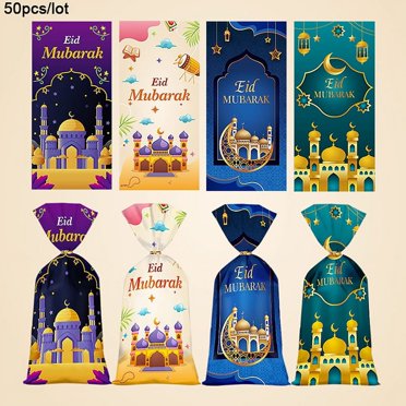 100 Pack Muslim Ramadan Candy Goodies Bags Eid Mubarak Party Favor Bags ...