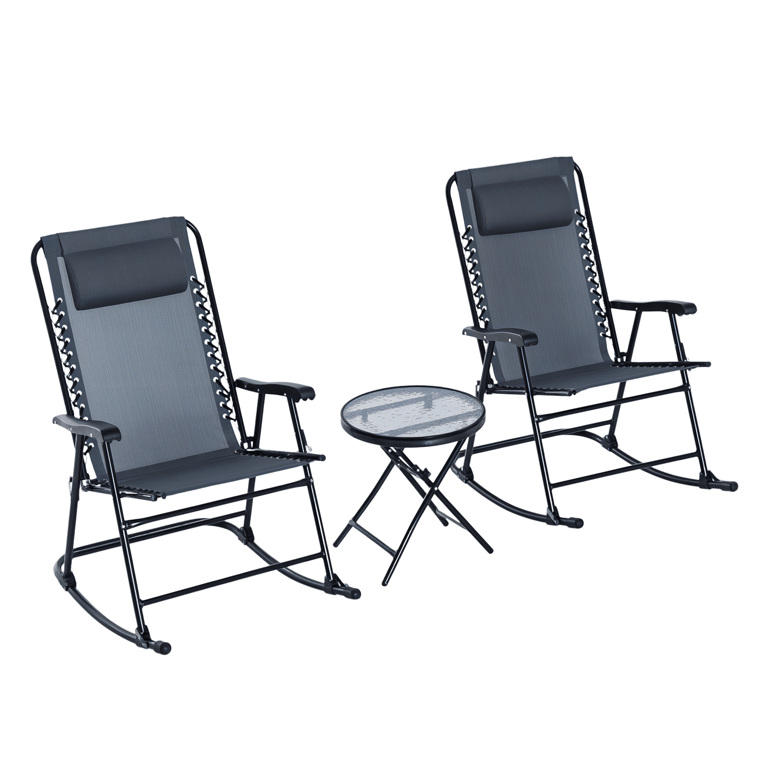Click here for Outsunny 3pc Patio Rocking Chair Set  Folding Outd... prices