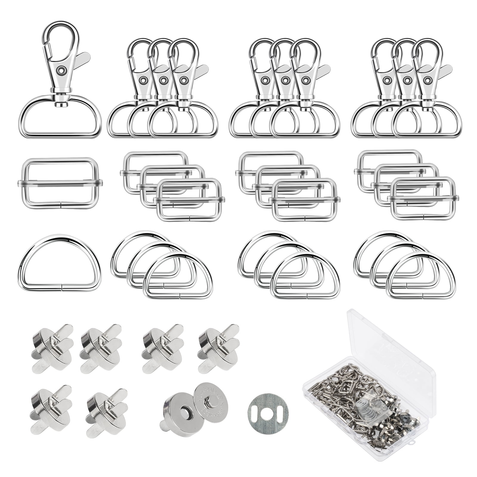 AirSMall 64pcs Swivel Snap Hooks Magnetic Buttons D Ring Tri Glide ...